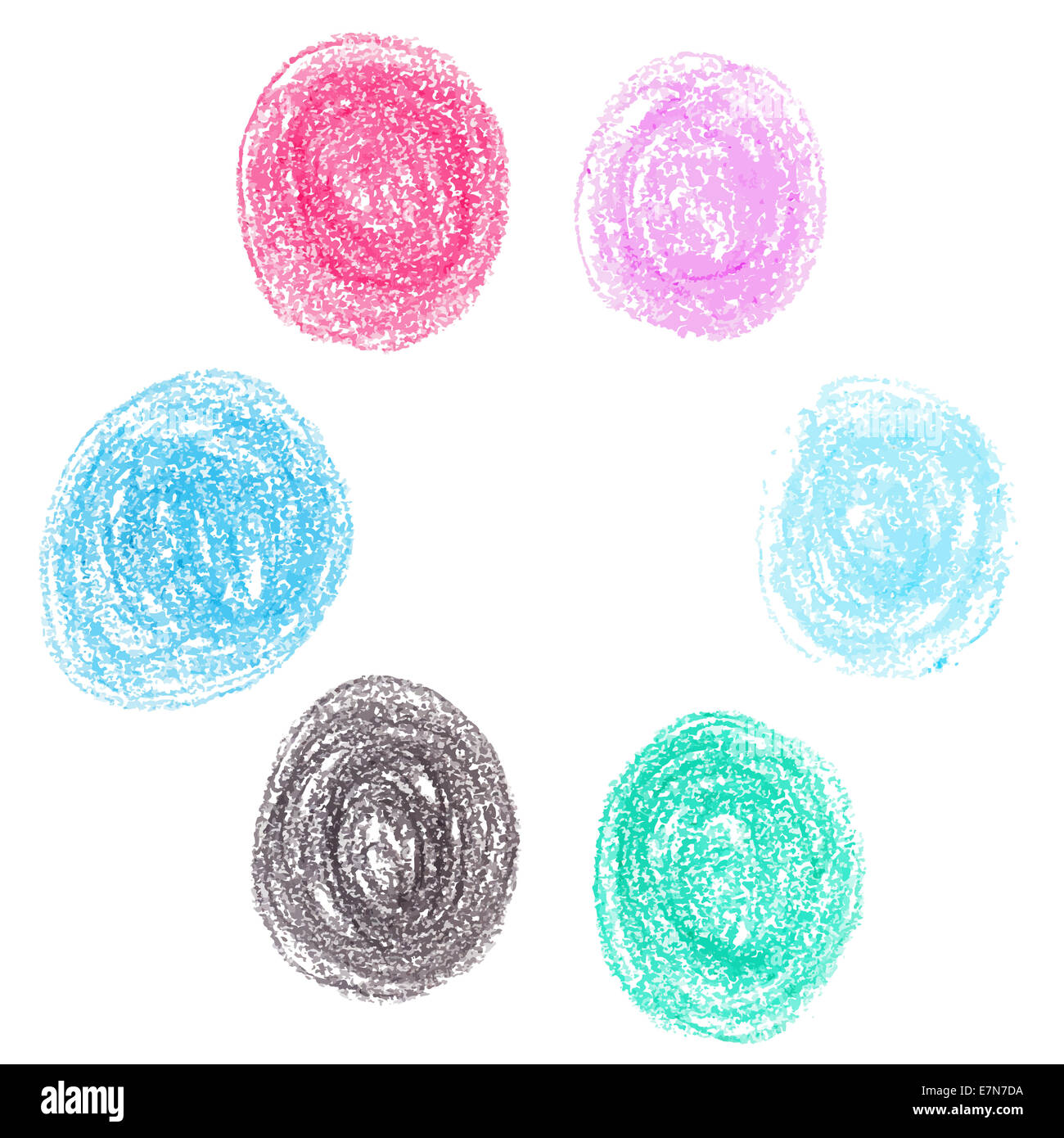 Set of wax crayon circle spots, isolated on white background Stock ...
