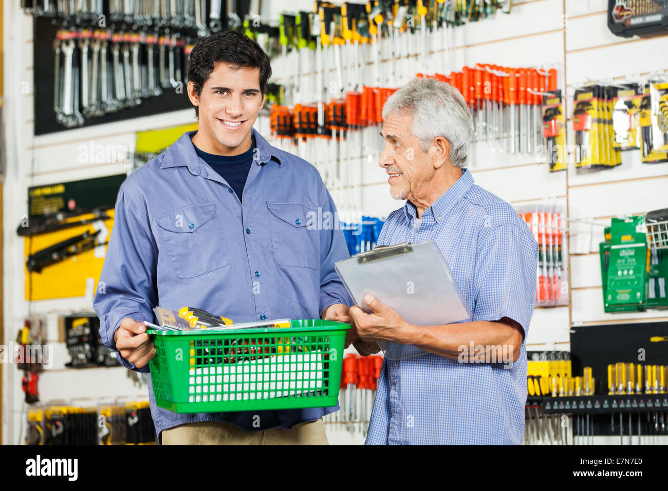 Father And Son Buying Tools In Hardware Store Stock Photo - Alamy