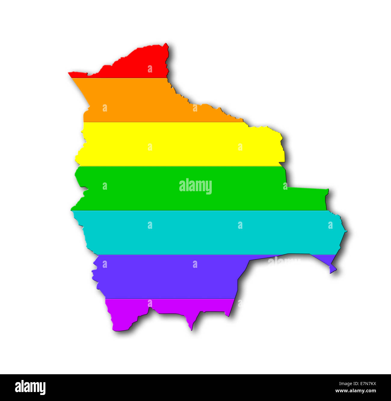 Bolivia - Map, filled with a rainbow flag pattern Stock Photo - Alamy
