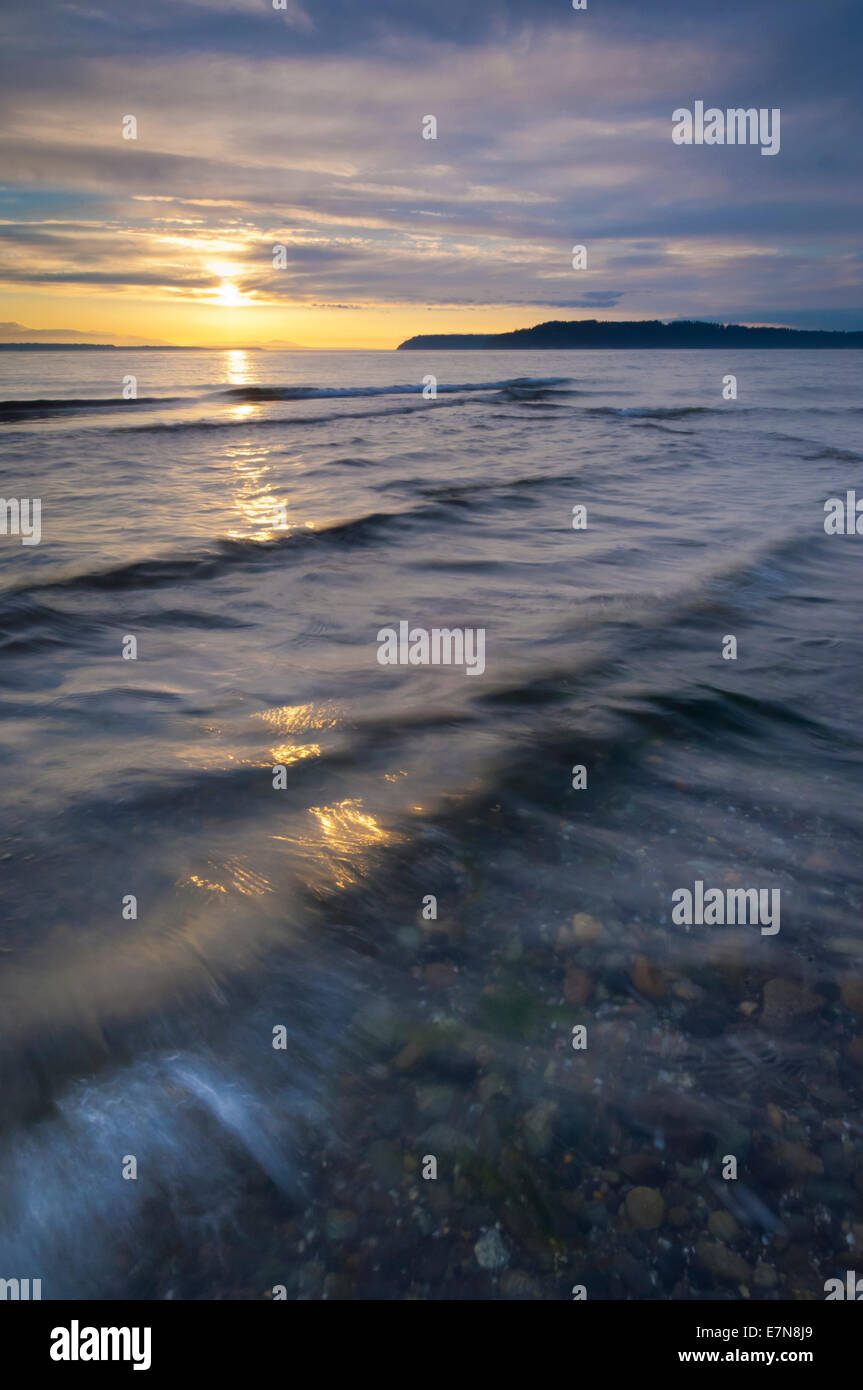 Sunset over the Puget Sound at Picnic Point County Park, Snohomish ...