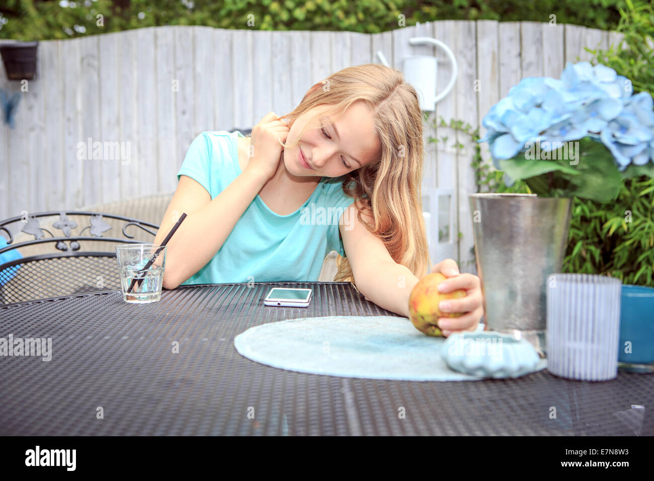 portrait of a teenager girl in the backyard Stock Photo - Alamy