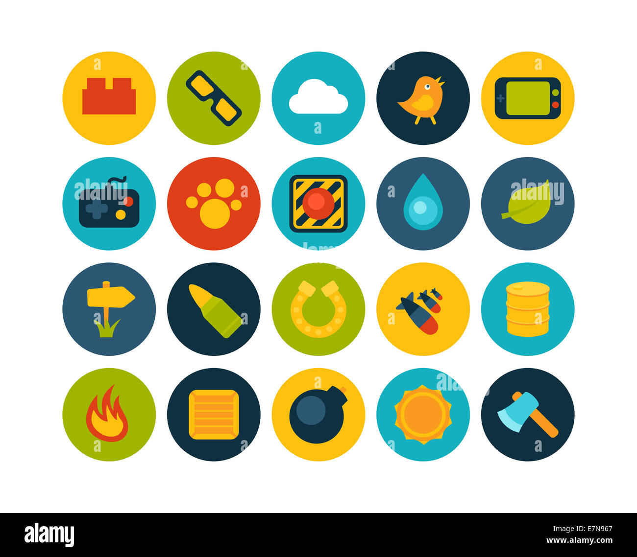 Paw icon flat color Cut Out Stock Images & Pictures - Alamy