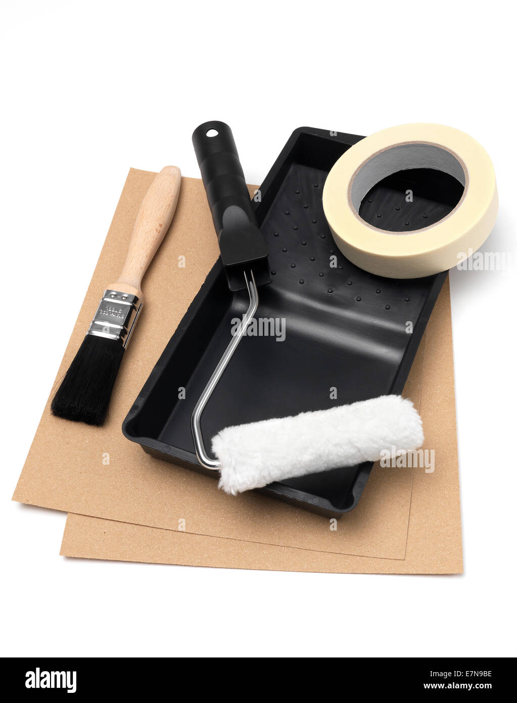 Tray with tape and sandpaper Stock Photo - Alamy