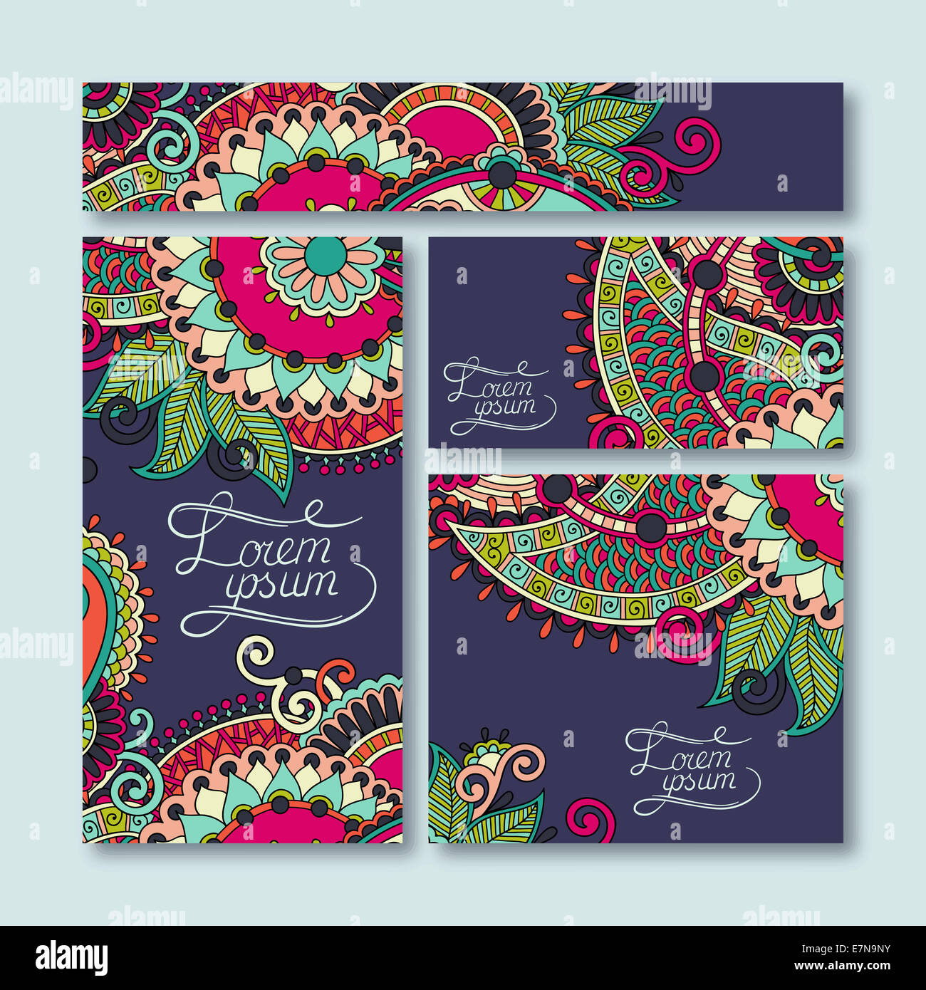 collection of decorative floral greeting cards Stock Photo - Alamy