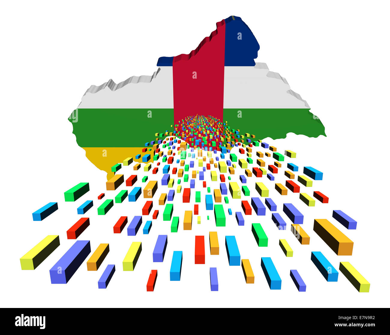 Central African Republic Map Flag With Containers Illustration Stock