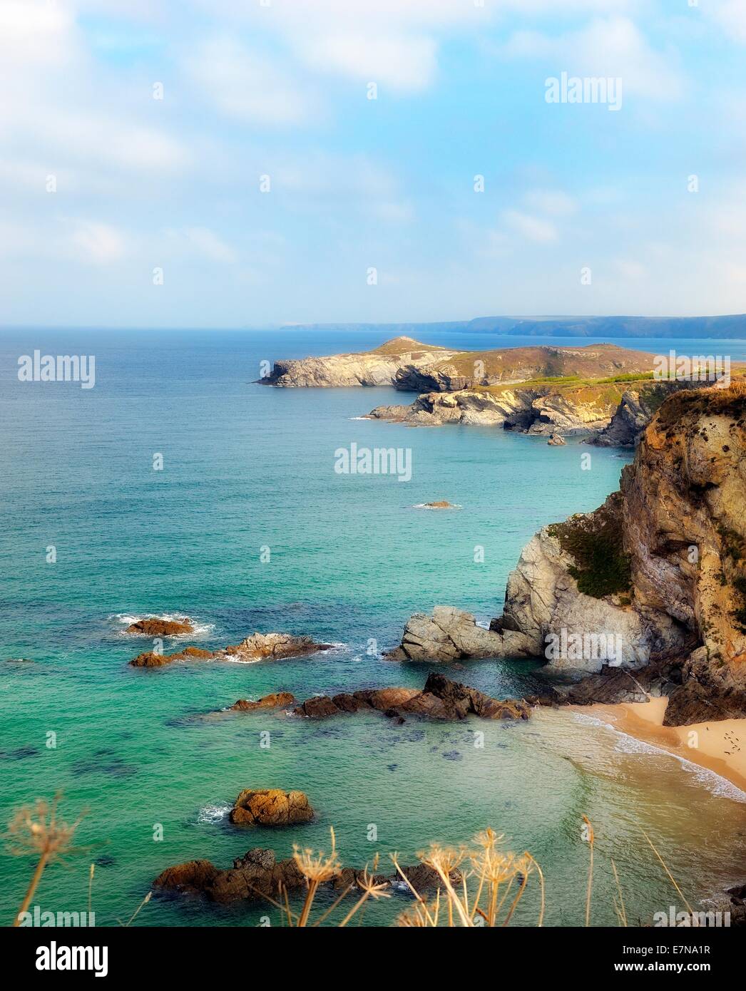 The cornish coastline Newquay Cornwall England uk Stock Photo - Alamy