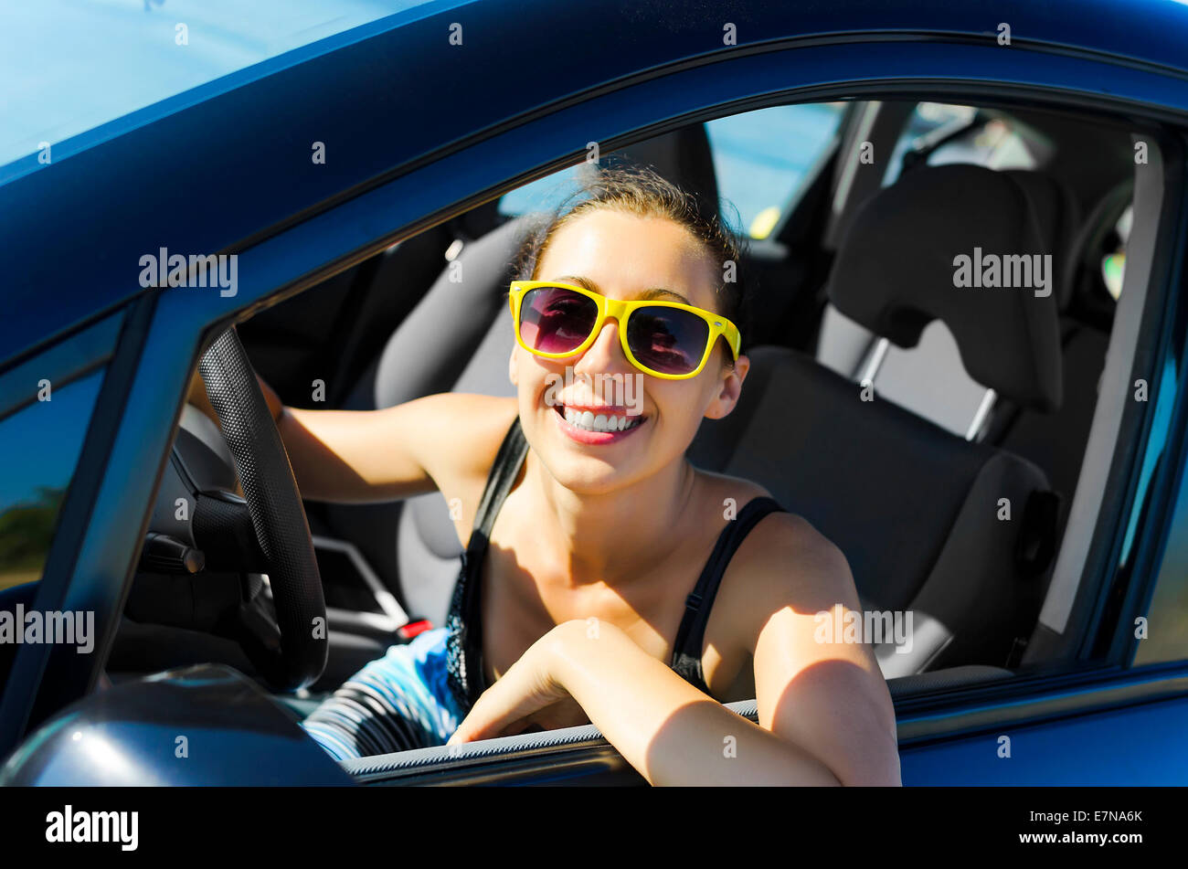 Woman driver sun beautiful girl hi-res stock photography and images - Alamy