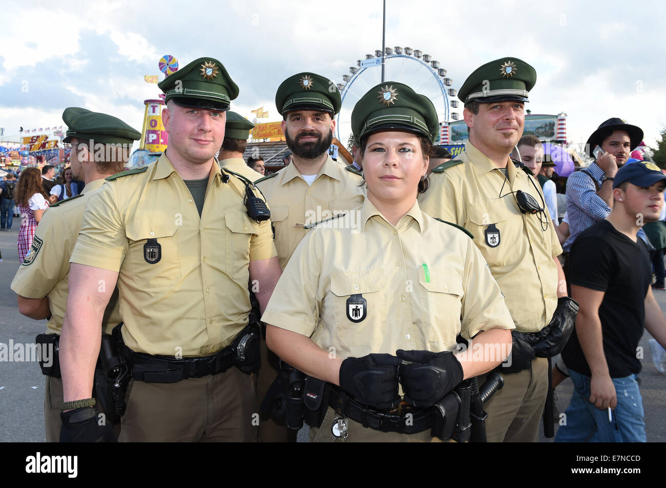 Munich, Germany. 20th Sep, 2014. Police officers stand together on the ...