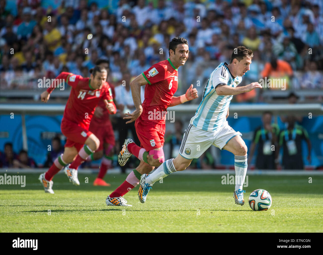 Lionel Messi. Argentina v Iran. FIFA World Cup 2014 Brazil. Mineirao ...