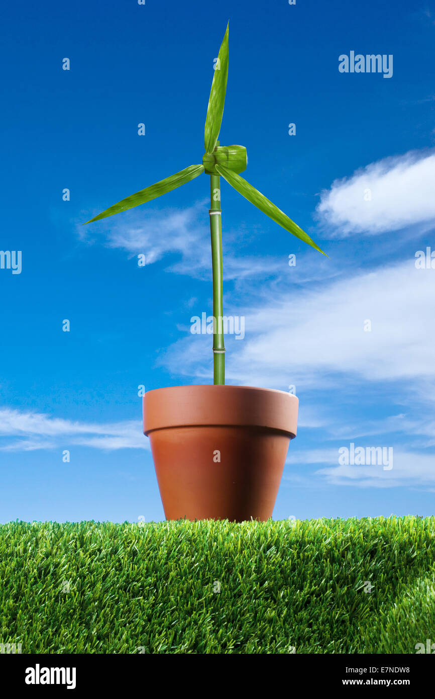 Windmill made of bamboo and bamboo leaves Stock Photo - Alamy
