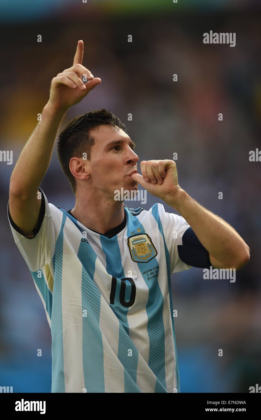 Lionel Messi. Argentina v Iran. FIFA World Cup 2014 Brazil. Mineirao ...
