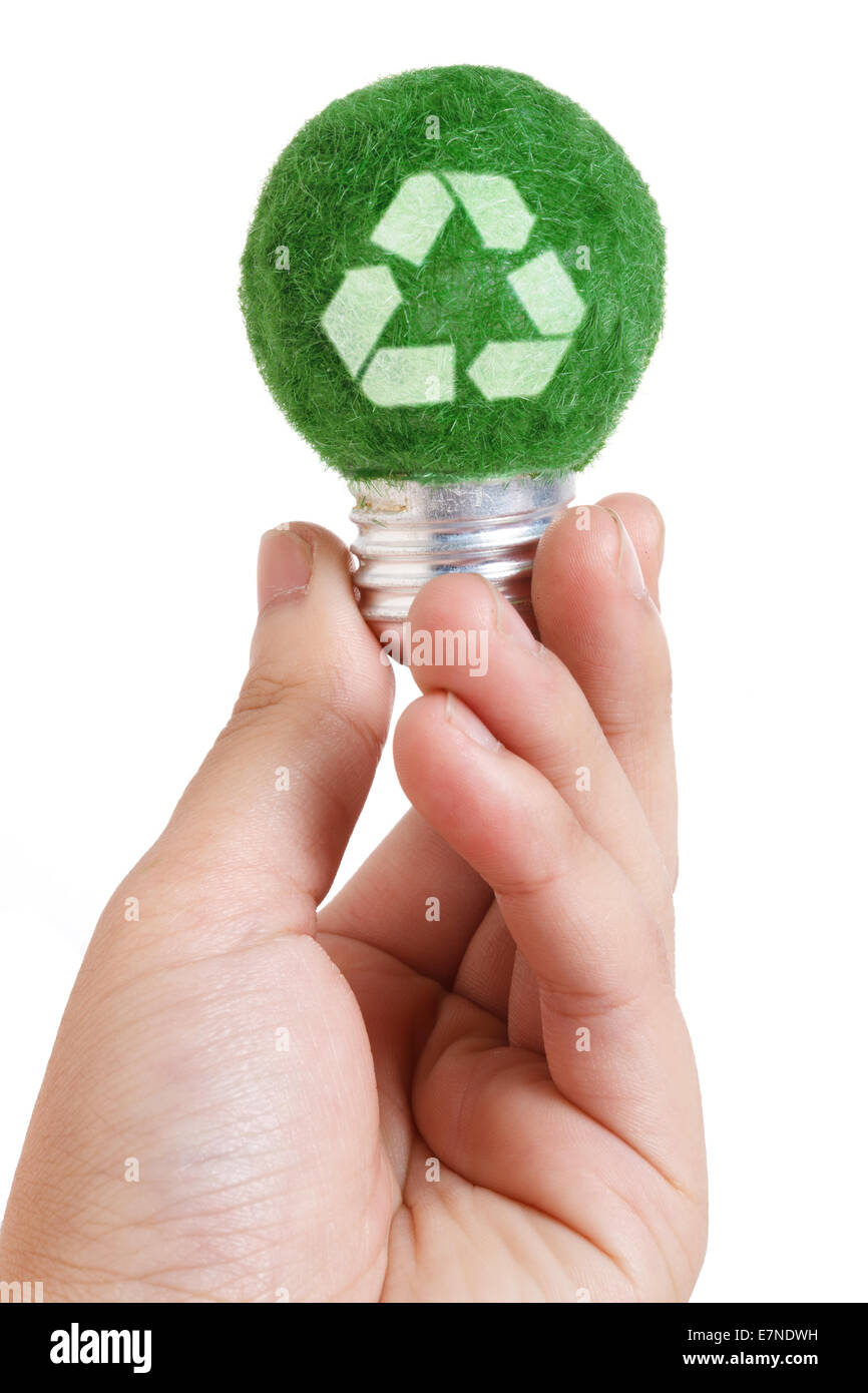 Lamp bulb with recycling sign Stock Photo - Alamy