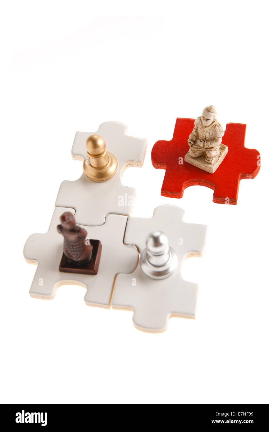 Puzzle and chess Stock Photo - Alamy