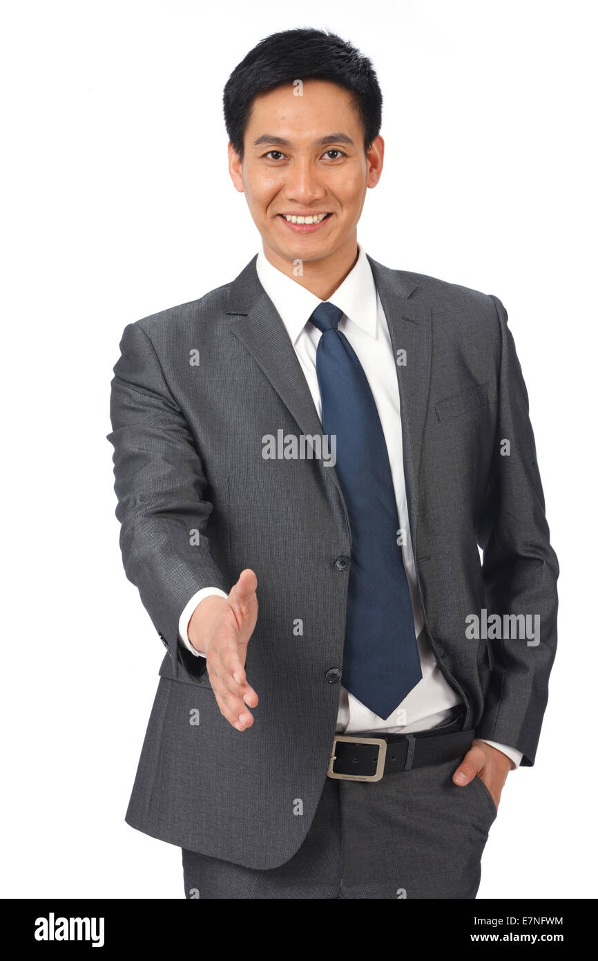 Man with hand held out Stock Photo - Alamy