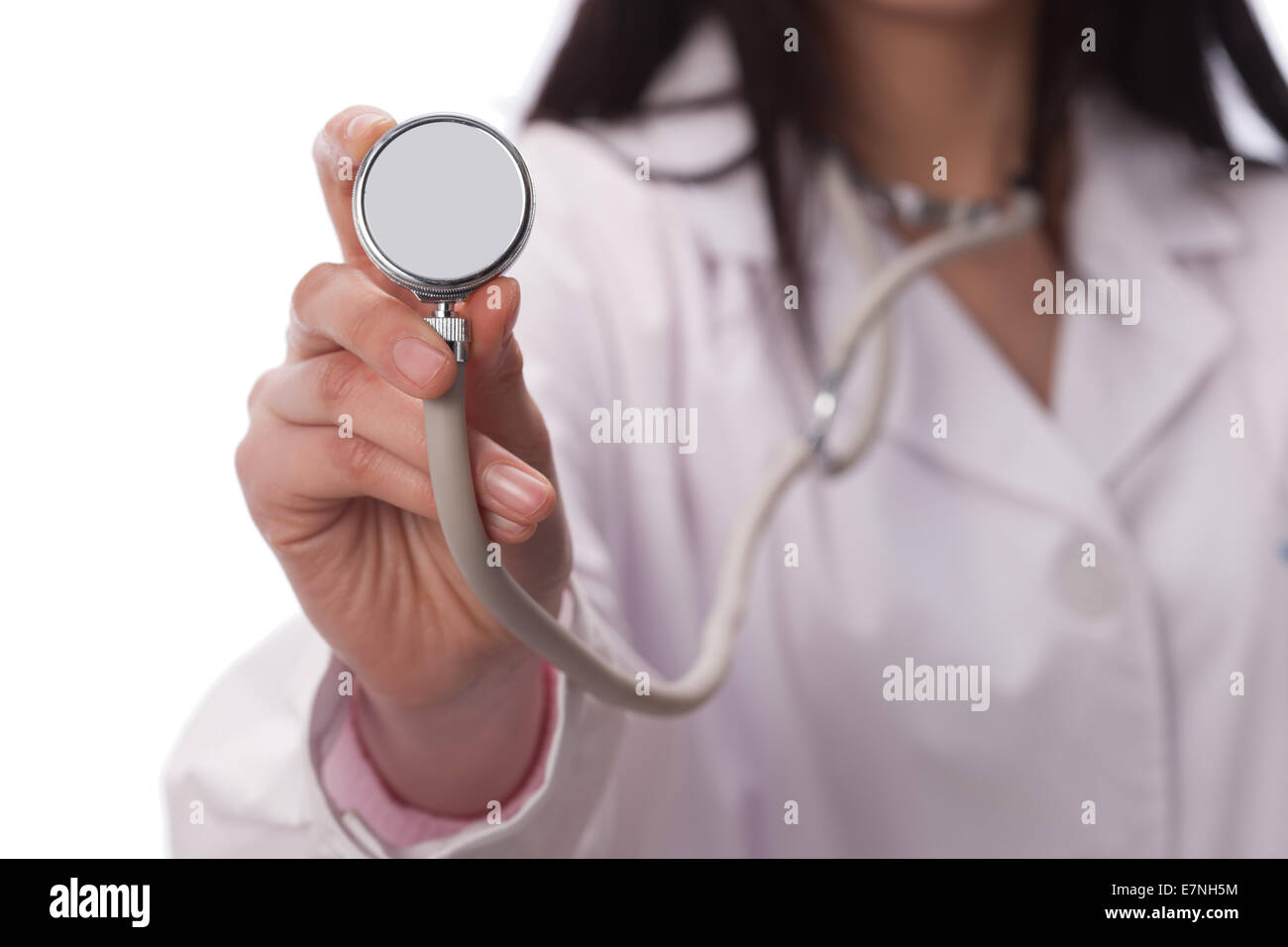 Doctor listening through stethoscope hi-res stock photography and ...
