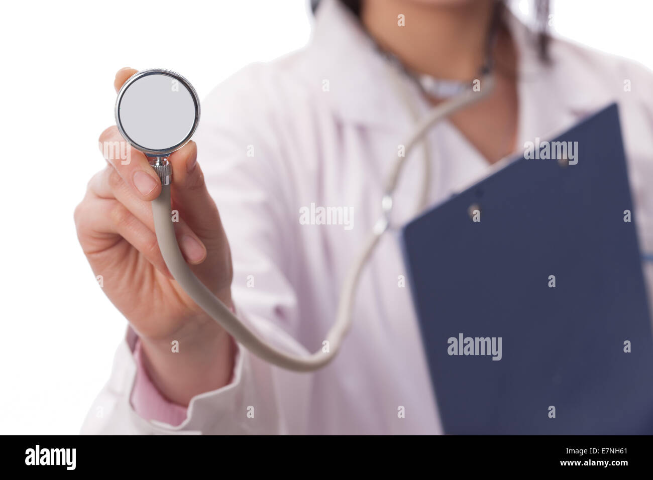 Doctor using stethoscope Stock Photo - Alamy