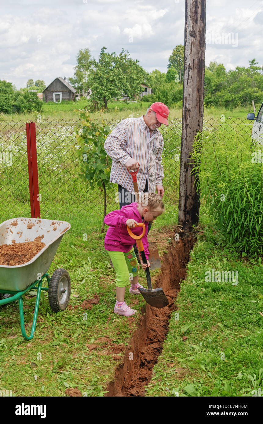 Work in the yard of the rural house Stock Photo - Alamy