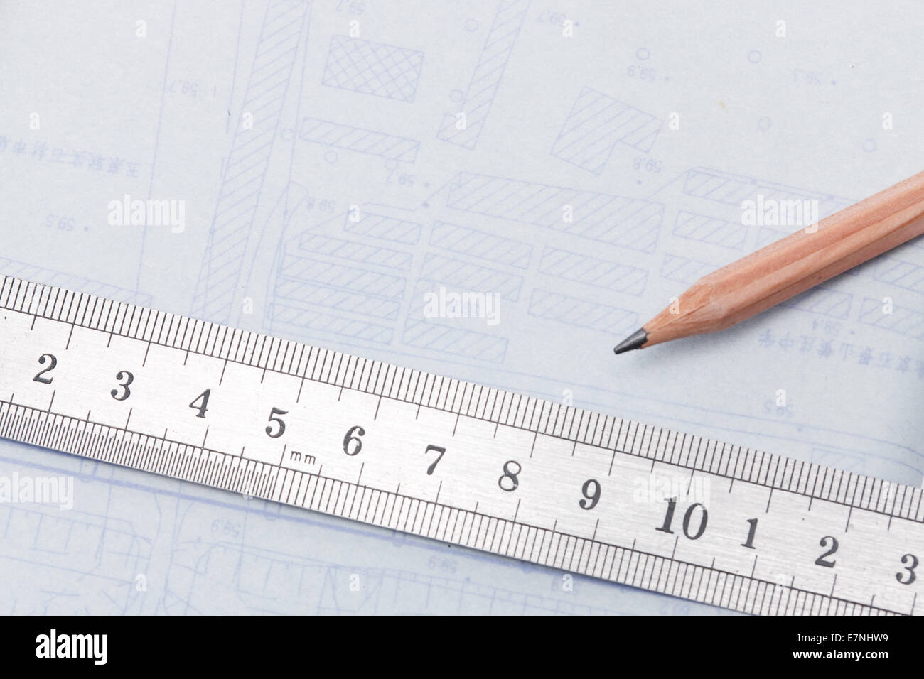 Pencil and ruler Stock Photo - Alamy