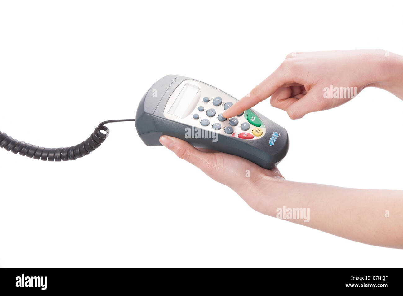 The POS in woman"s hands Stock Photo - Alamy