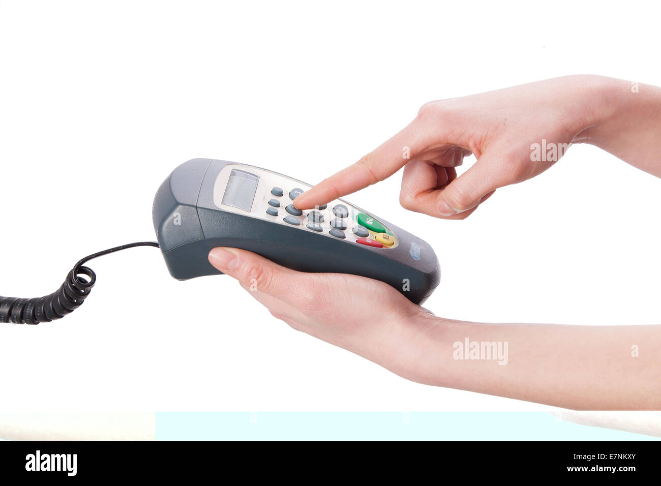 The POS in woman"s hands Stock Photo - Alamy
