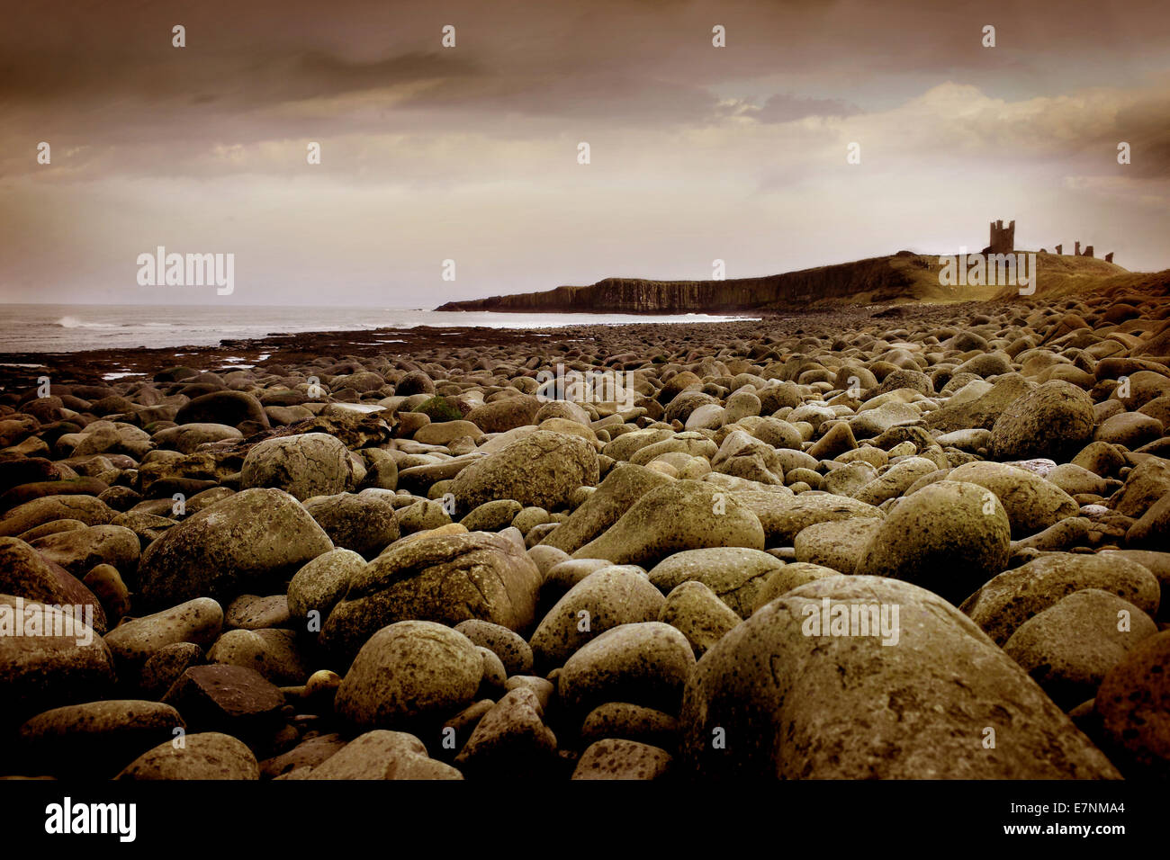 Dunstanburgh Castle from Embleton Bay, Northumberland Stock Photo - Alamy