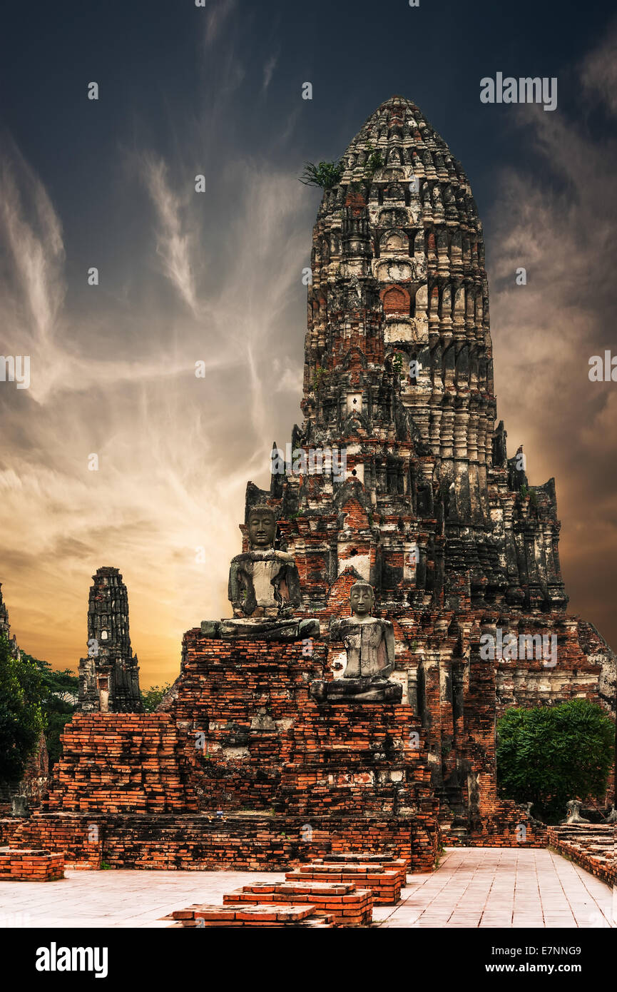 Asian religious architecture. Ancient Buddhist pagoda ruins at Chai ...
