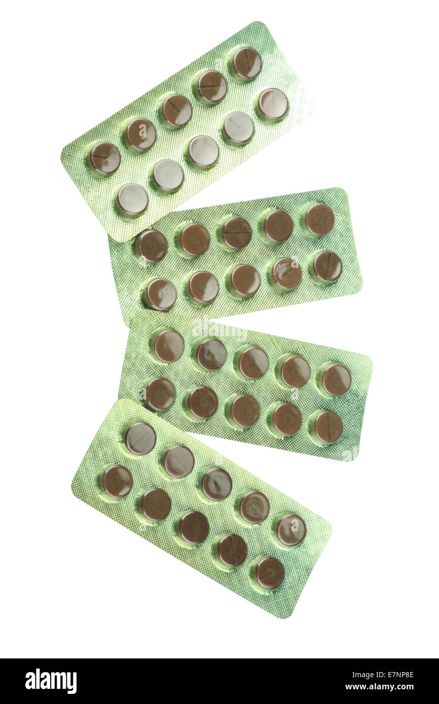 Many Tablets in Blister Isolated Stock Photo - Alamy