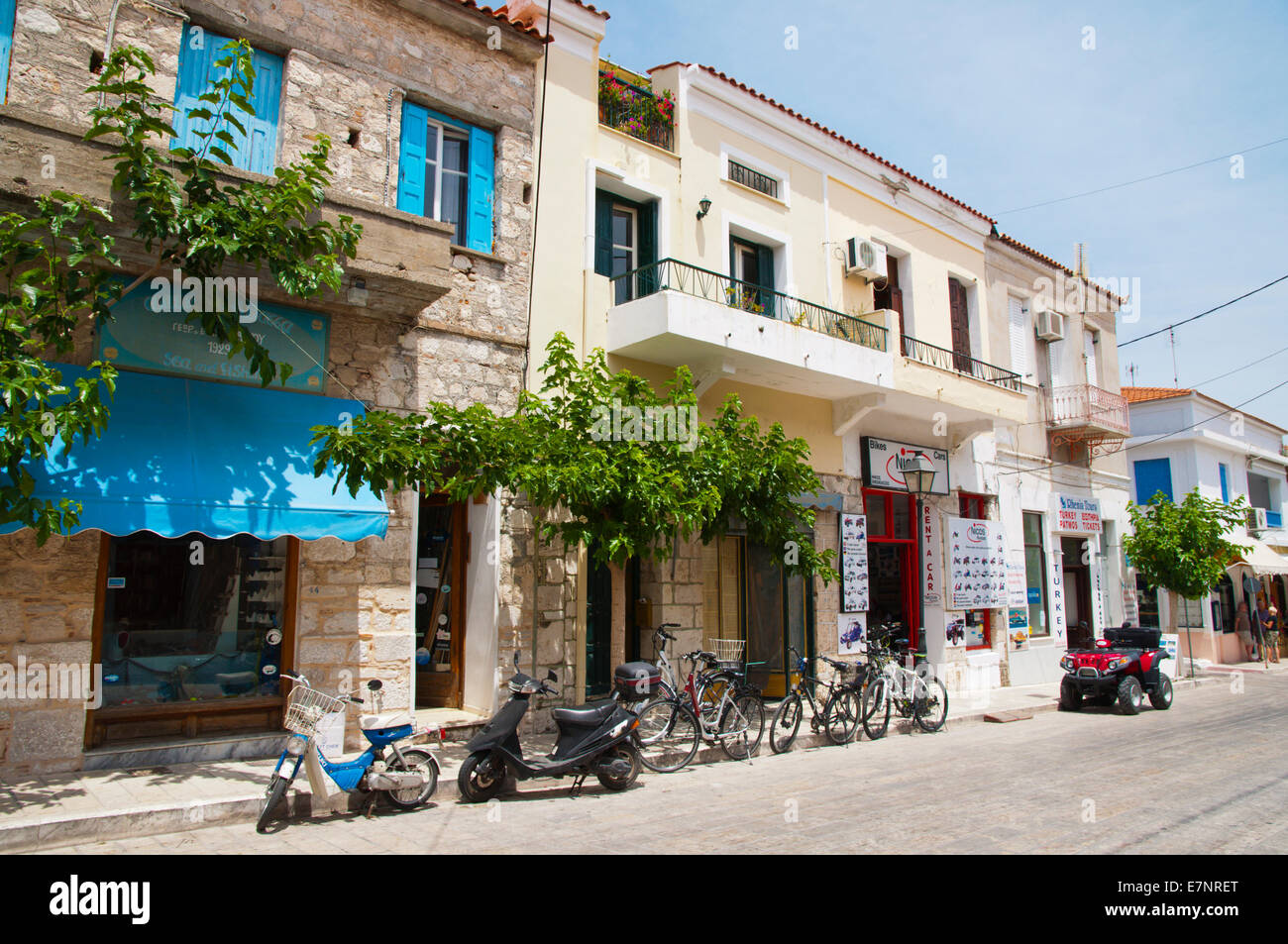 Logotheti main street, Pythagoreio, Samos island, the Dodecanese ...
