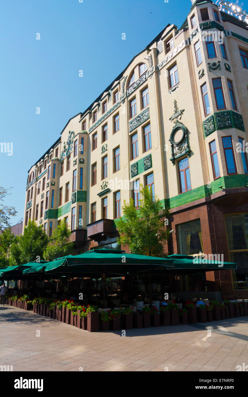 Cafe terraces in front of Hotel Moskva, Terazije square, Belgrade ...