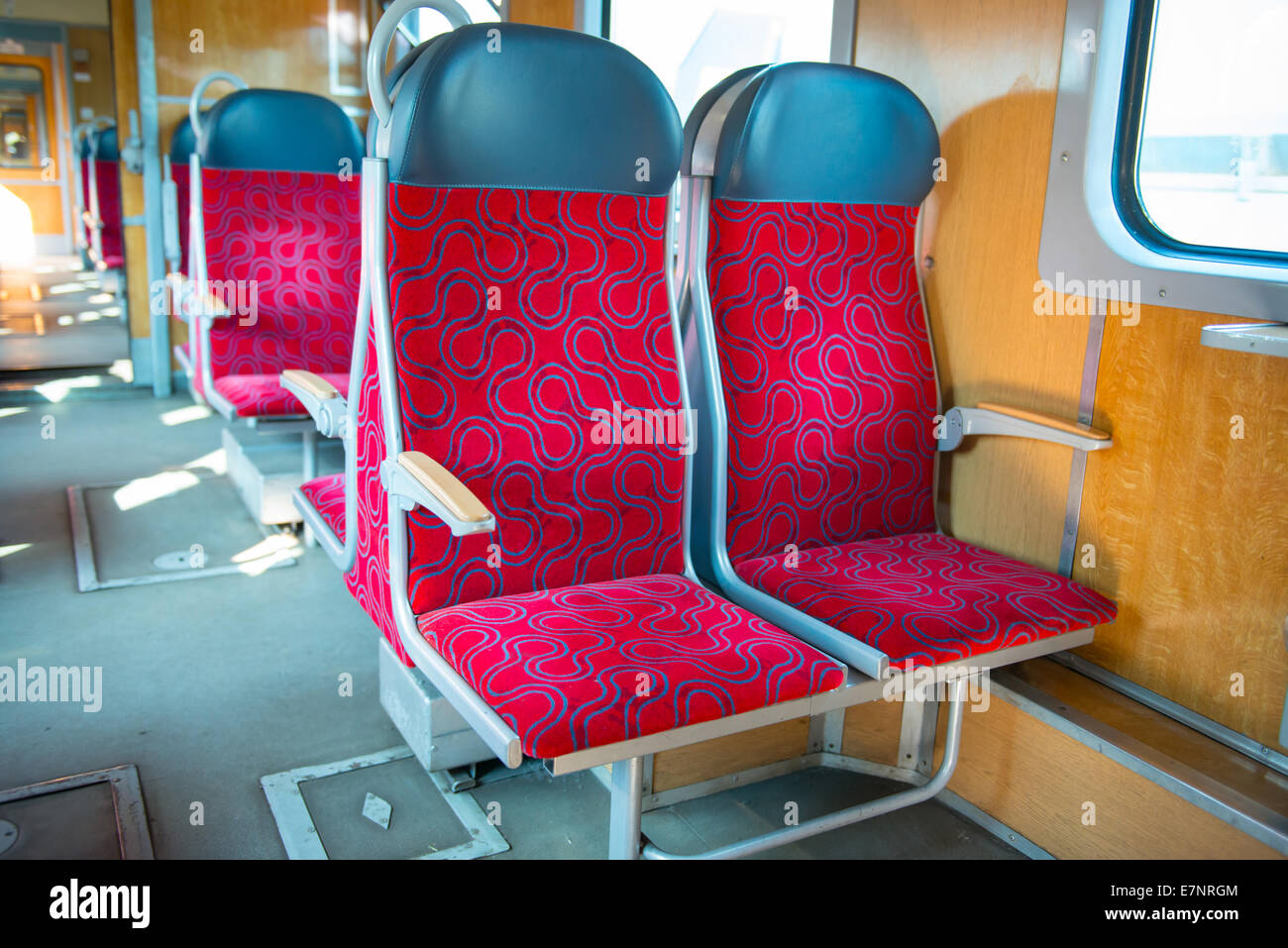 Red seats inside modern metro hi-res stock photography and images - Alamy