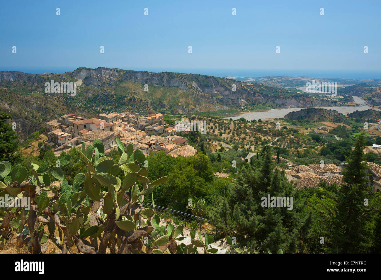 Italy, Europe, Calabria, outside, day, nobody, Stilo, town view, town ...
