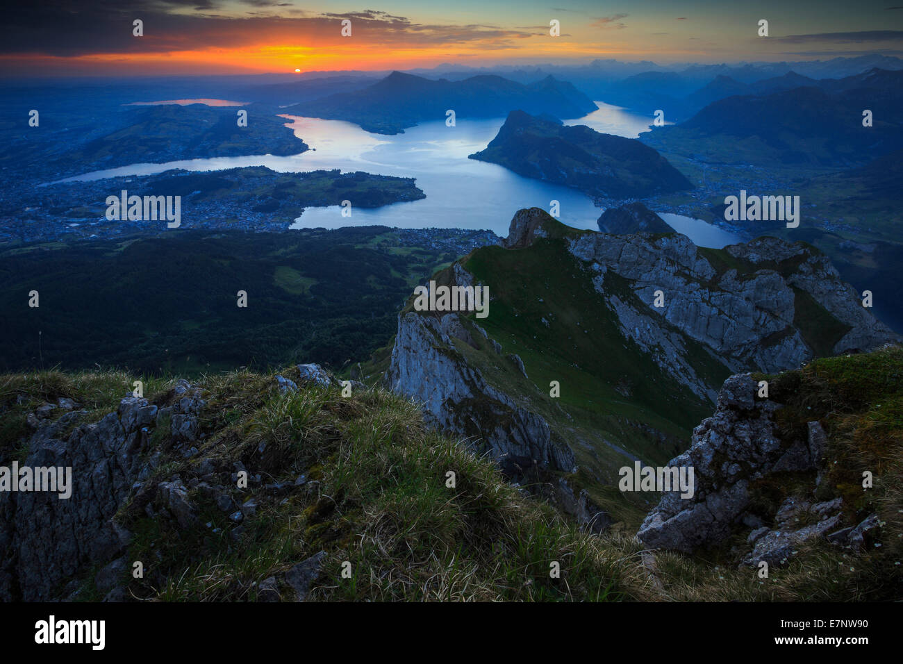 Alps, rising, view, view from Pilatus, mountain, mountain panorama ...