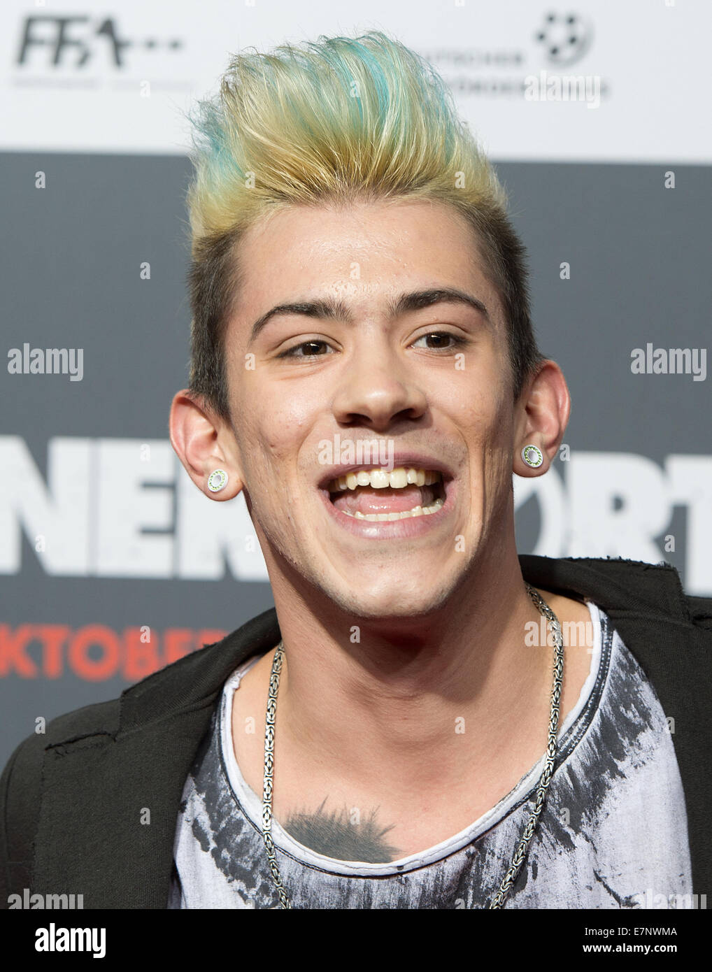 Frankfurt, Germany. 21st Sep, 2014. Swiss singer Luca Haenni smiles as ...