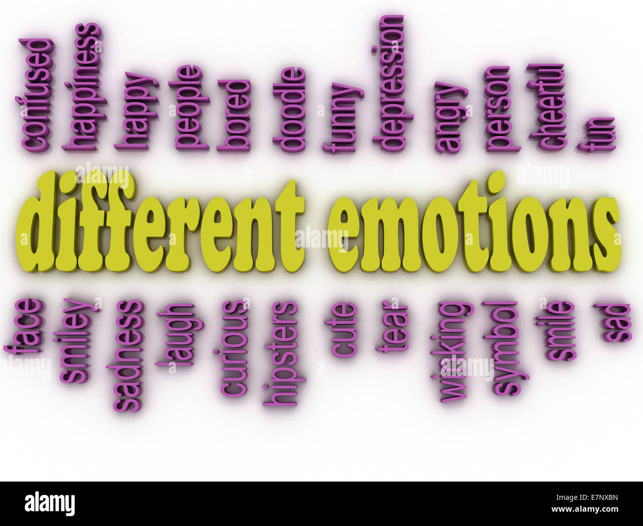 3d image different emotions concept word cloud background Stock Photo ...