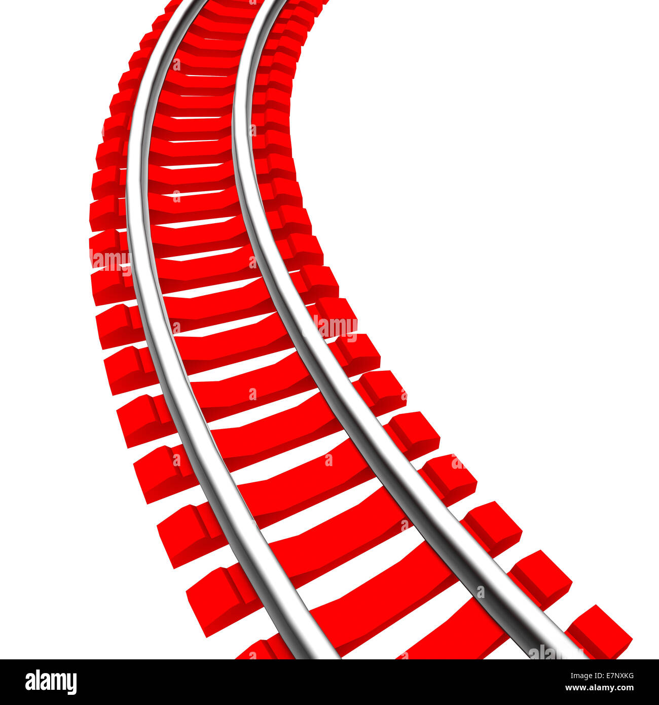 Single curved railroad track isolated Stock Photo - Alamy