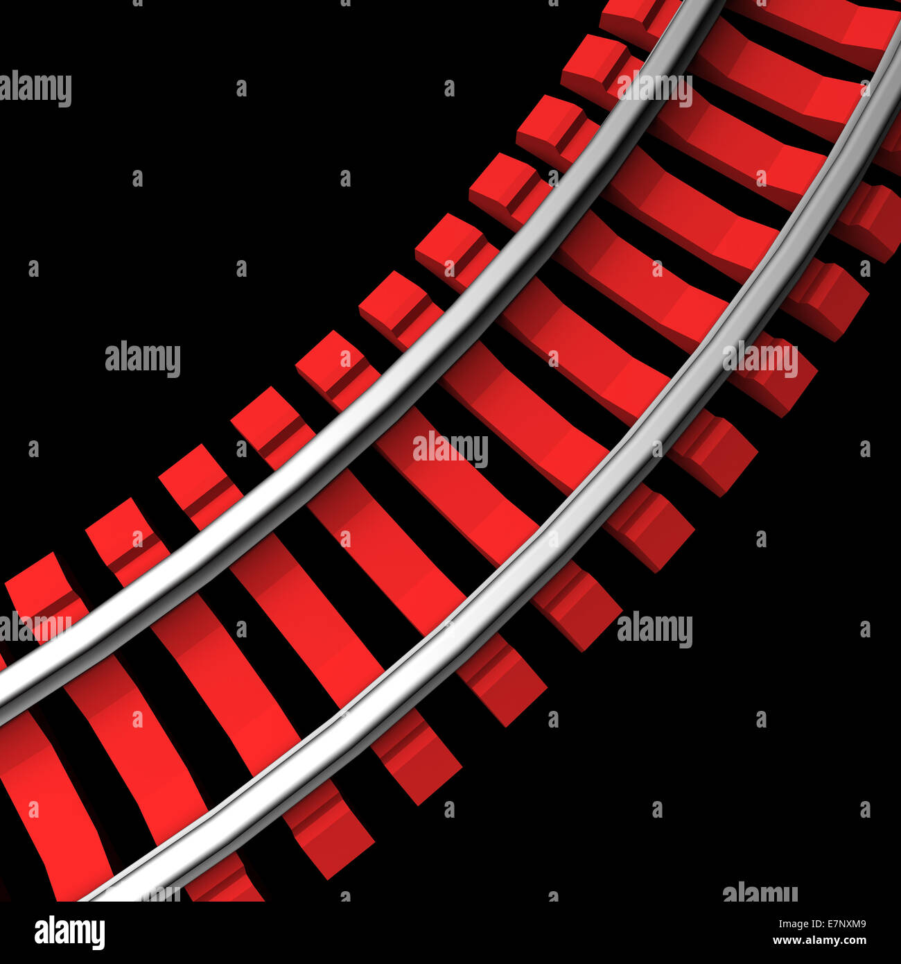 Single curved railroad track Stock Photo - Alamy