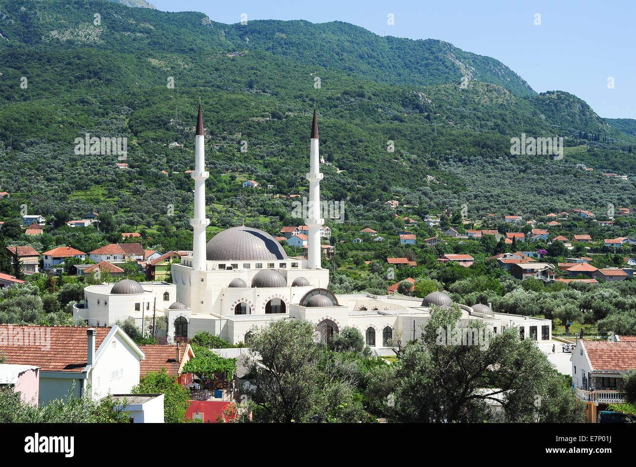 Montenegro, bar, dome, minaret, mosque, mountain, Muslim, religion ...