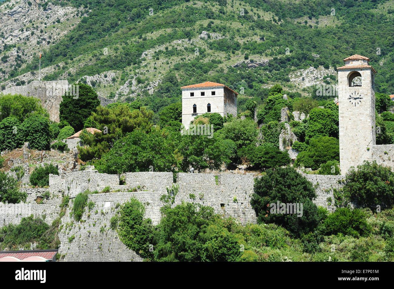 Castle, ancient, antique, architecture, Balkans, bar, belfry, bell ...