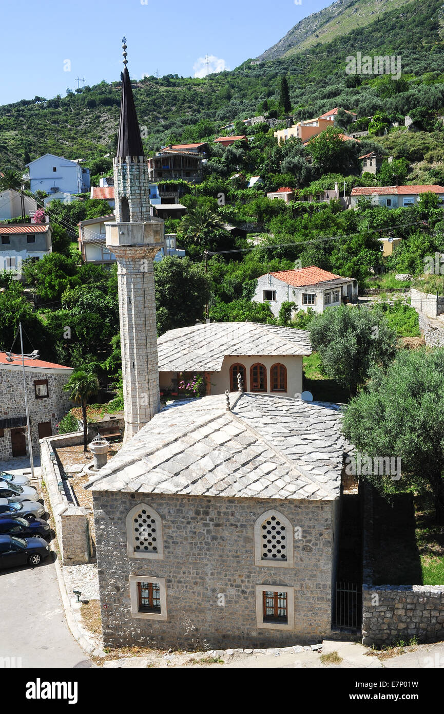 Montenegro, bar, dome, minaret, mosque, mountain, Muslim, religion ...