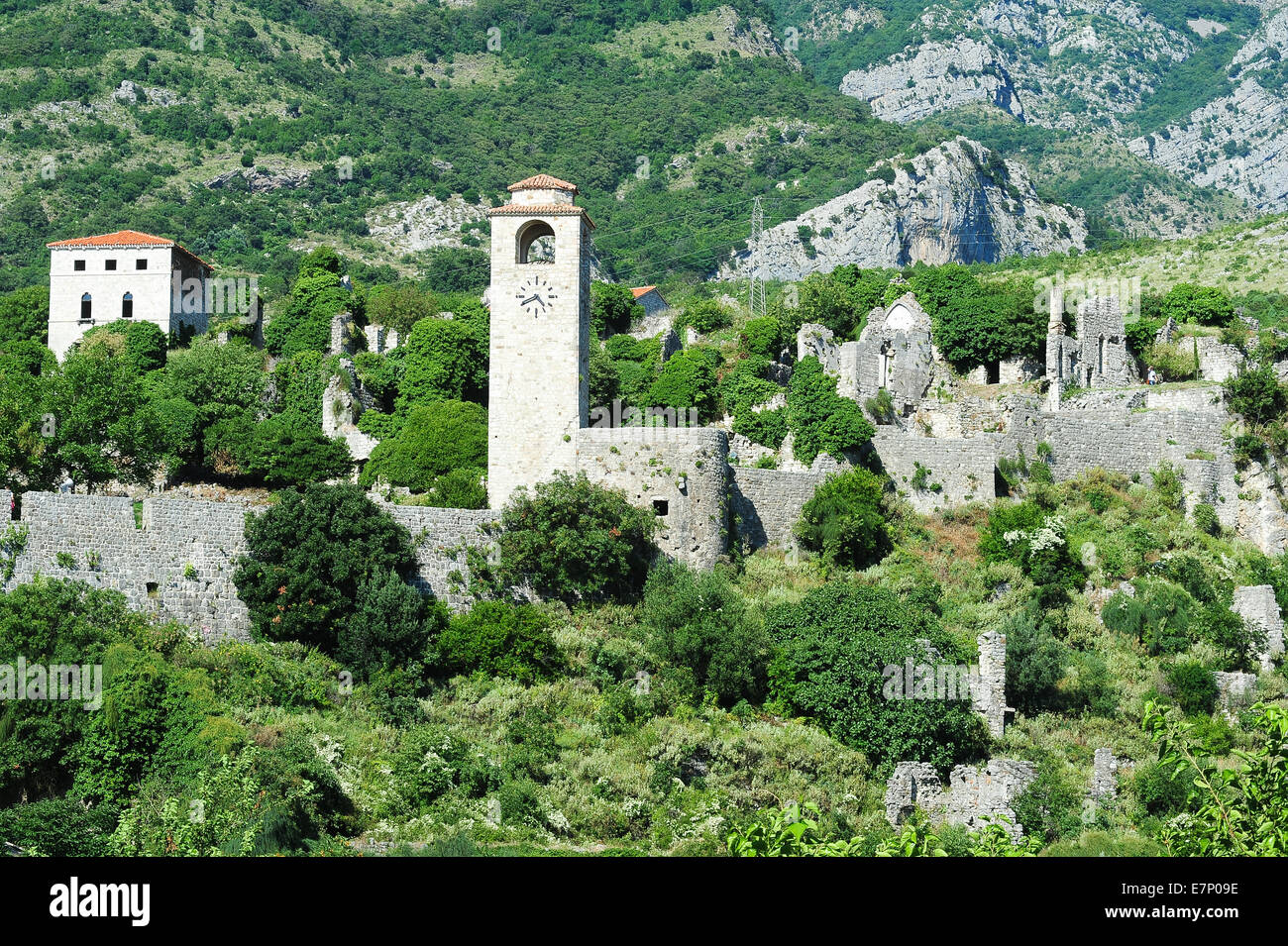 Castle, ancient, antique, architecture, Balkans, bar, belfry, bell ...