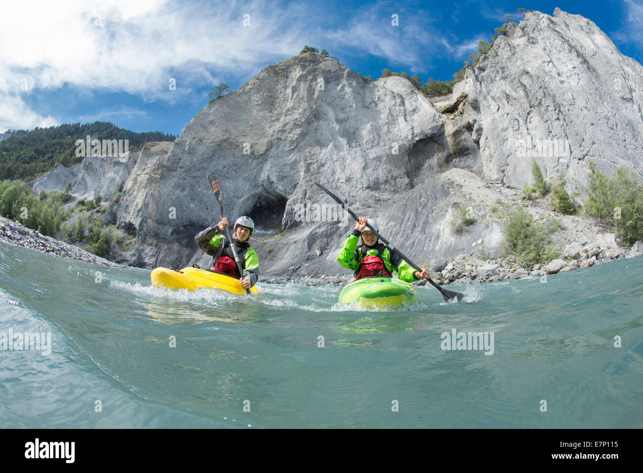 Rhine gulch, water sport, Versam, GR, river, flow, body of water, water ...