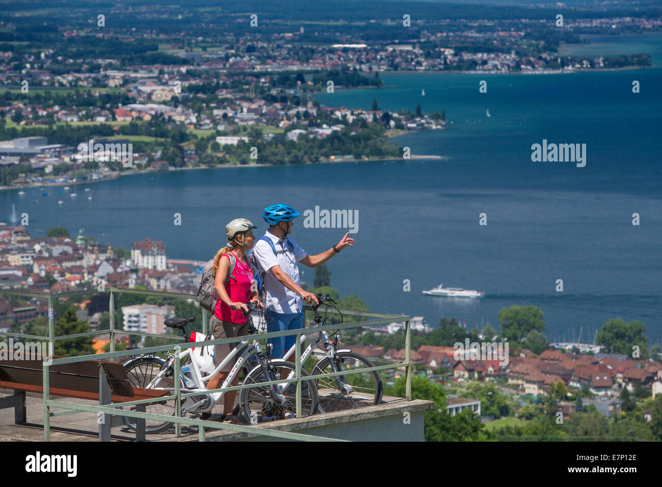 Lake Constance, biker, Lake Constance, Rorschach, heart route, bicycle ...