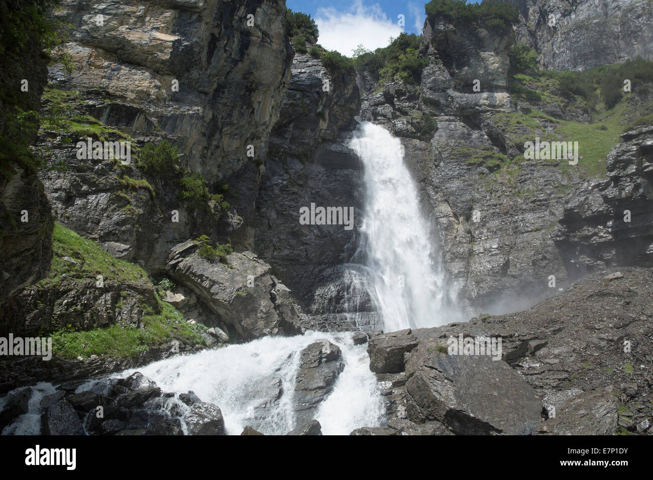 Surselva, waterfall, reservoir, Pigniu, mountain, mountains, waterfall ...