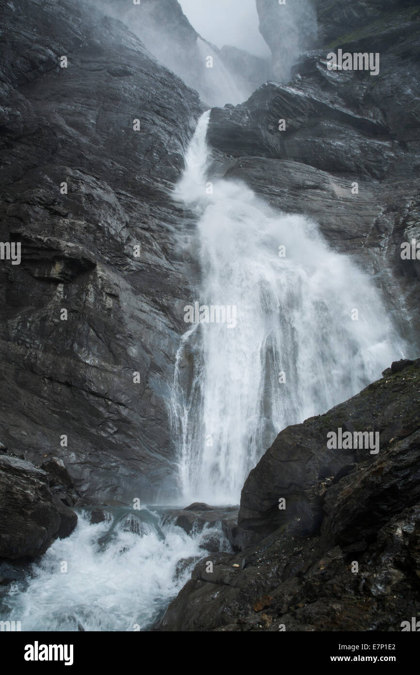 Surselva, waterfall, reservoir, Pigniu, mountain, mountains, waterfall ...