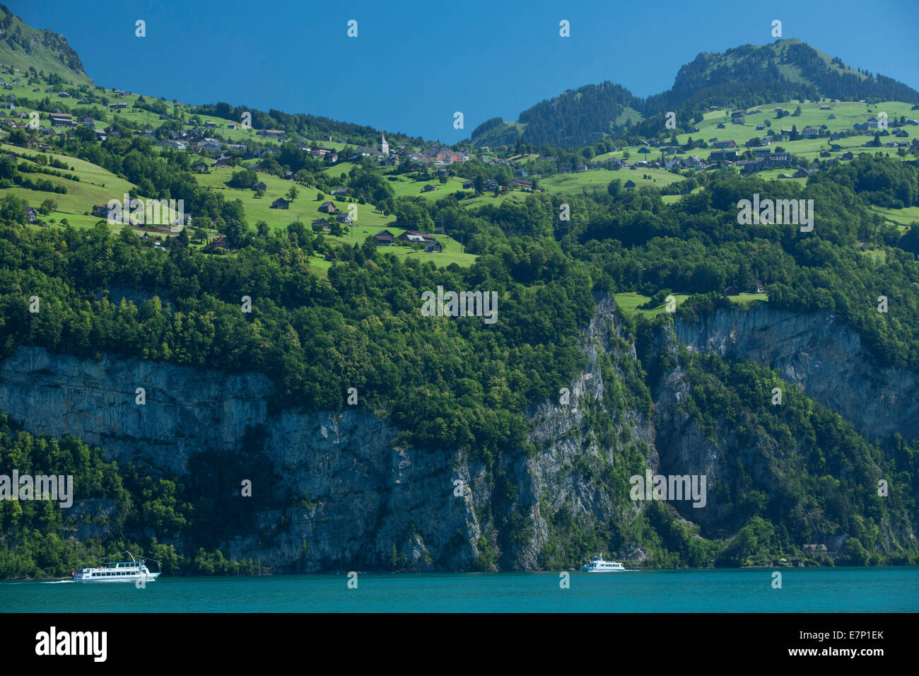 Walensee, Amden, ship, boat, ships, boats, lake, lakes, SG, canton St ...