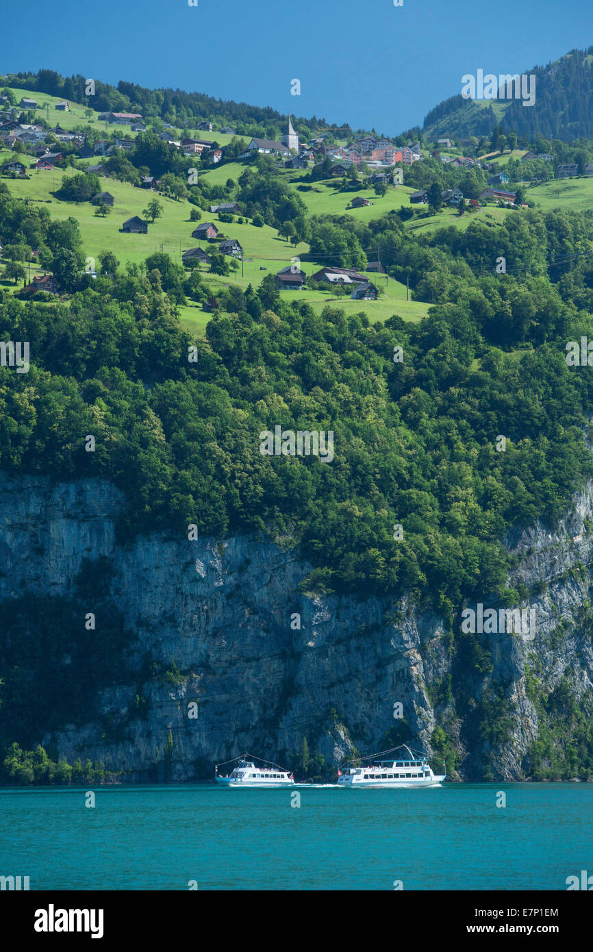 Walensee, Amden, ship, boat, ships, boats, lake, lakes, SG, canton St ...