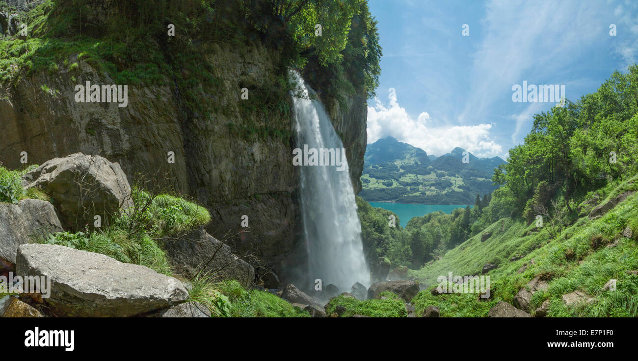 Walensee, Rinquelle, Bethlis, water, waterfall, SG, canton St. Gallen ...