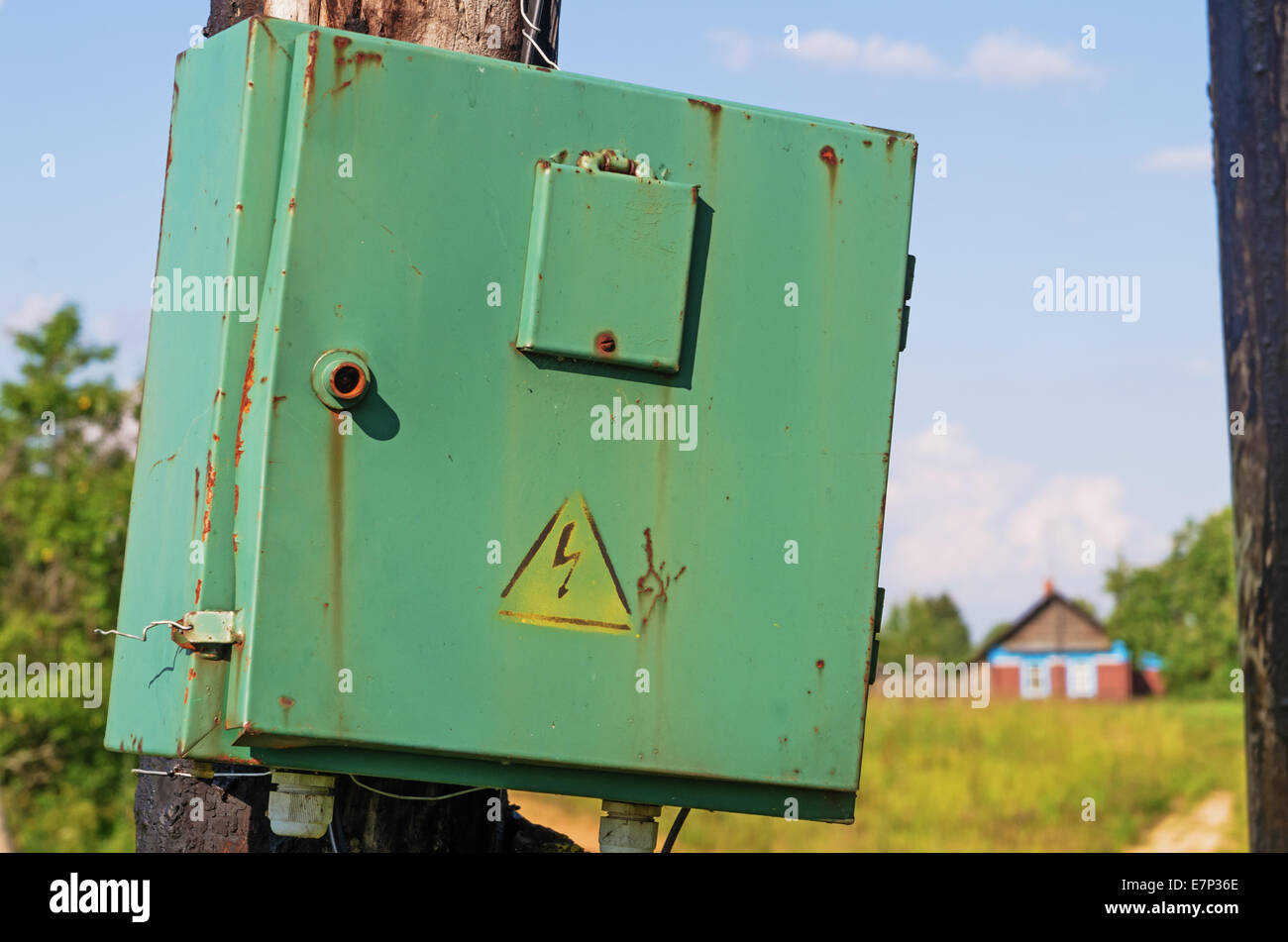Metal box connection of electricity in village Stock Photo - Alamy