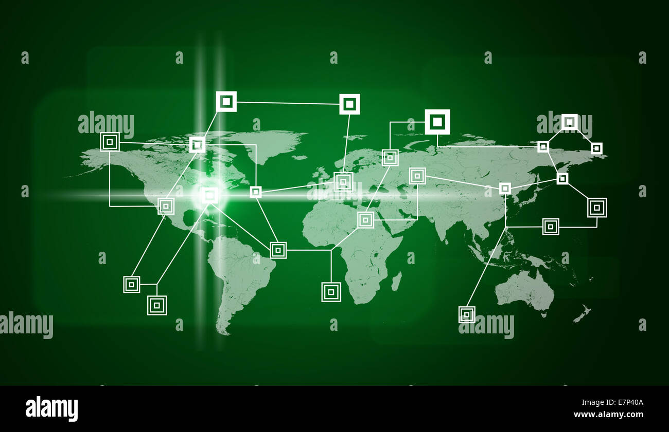 World map and network Stock Photo - Alamy