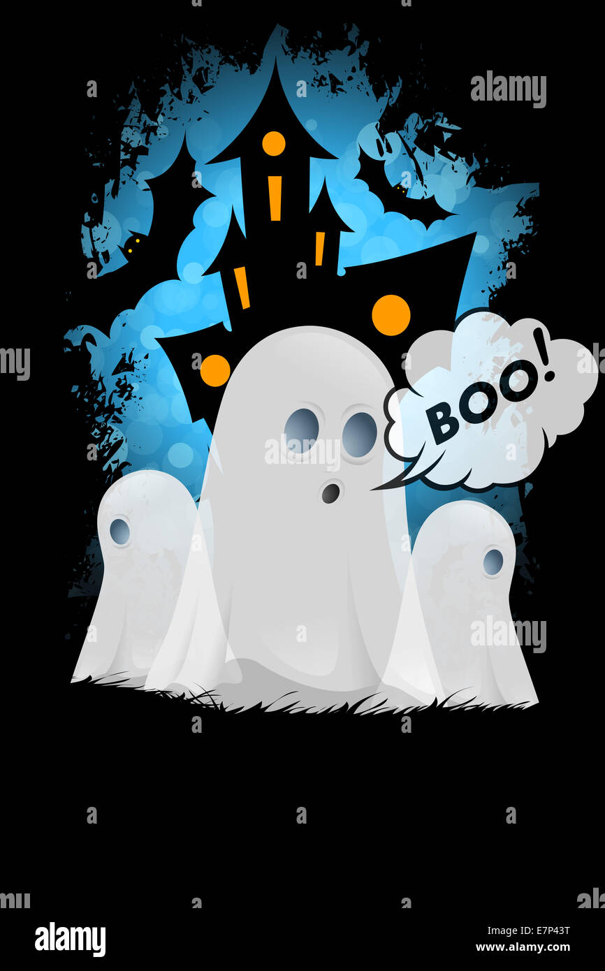 Halloween Poster with Ghosts Stock Photo - Alamy